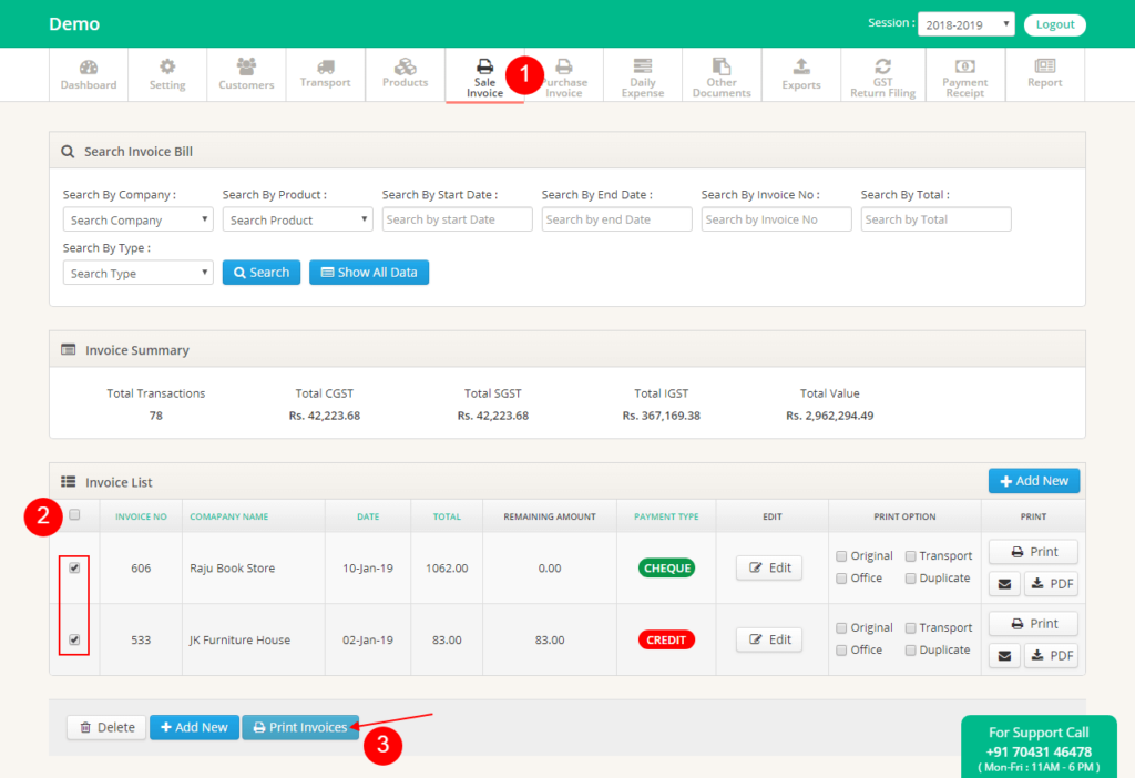 How to download multiple invoices - Lifetime FREE GST Billing Software
