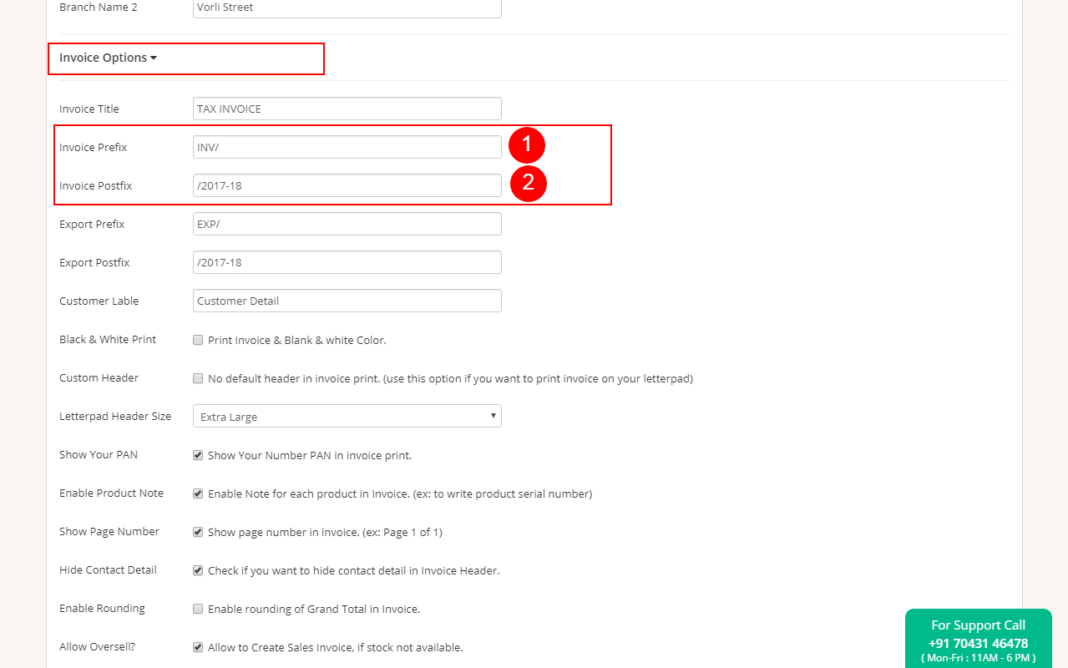 How to add prefix or postfix on invoice number - 100% Free GST Billing ...