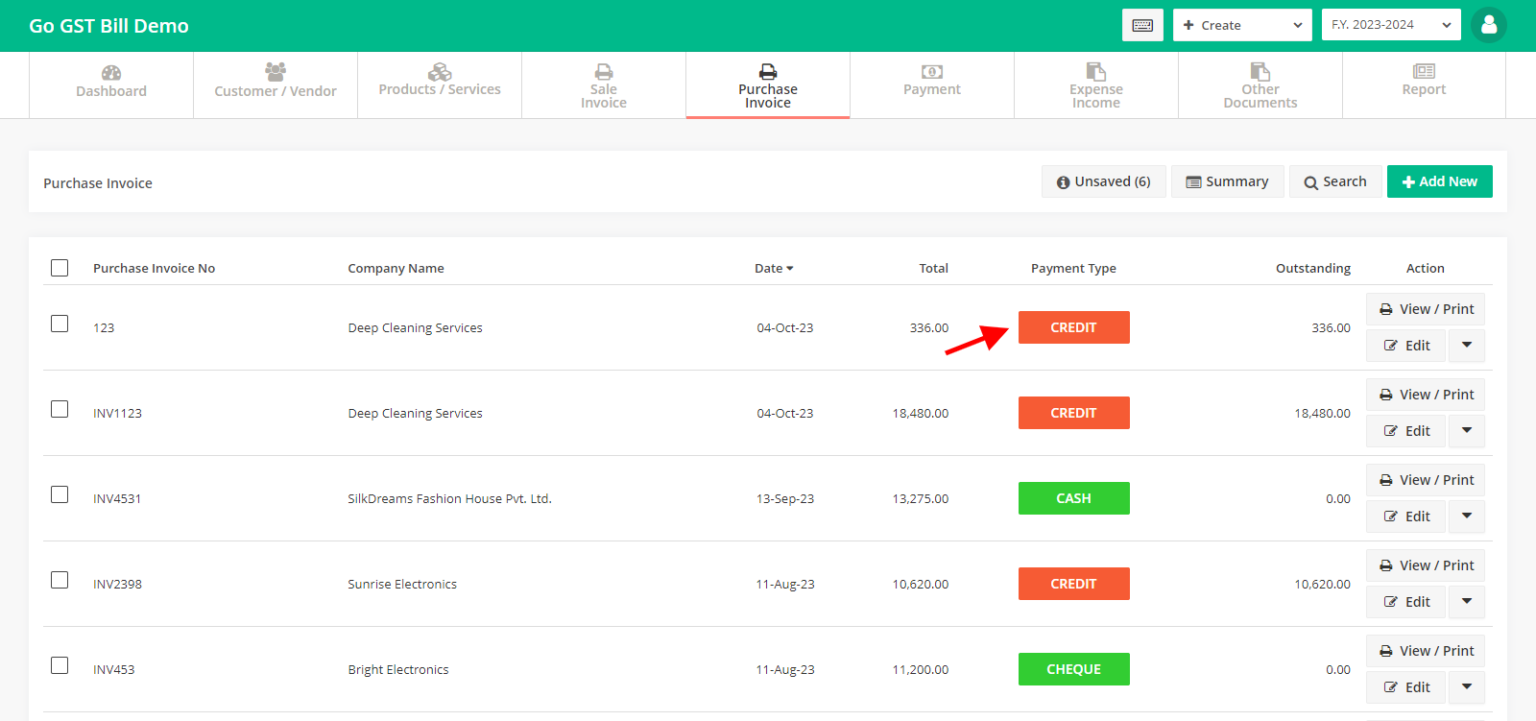 How to add outward payment - 100% Free GST Billing Software For Every ...