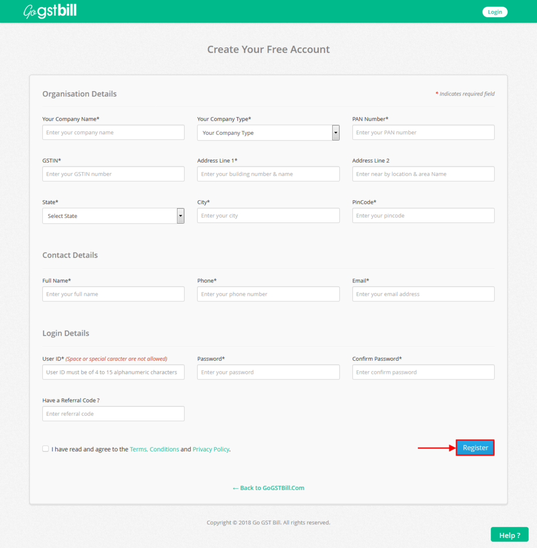 How to create account on gogstbill.Com - 100% Free GST Billing Software ...