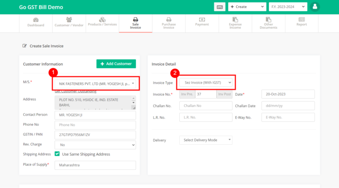 How to create SEZ invoice - 100% Free GST Billing Software For Every ...