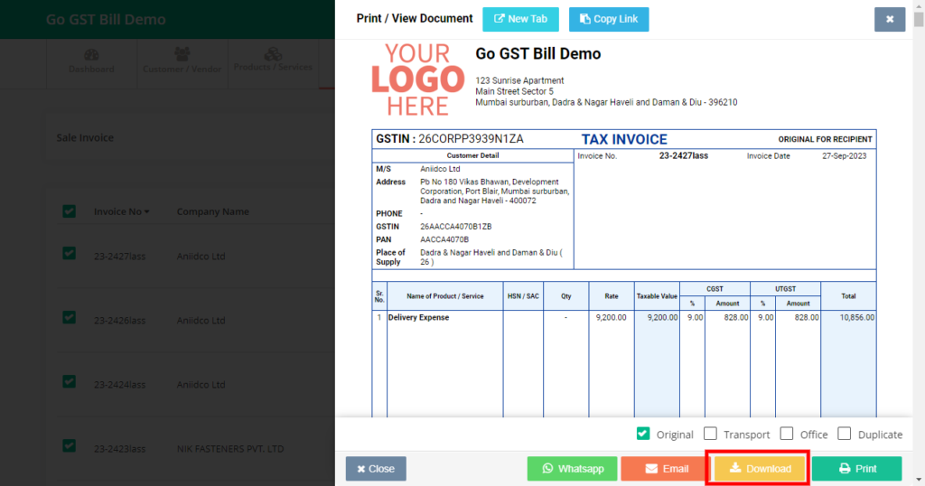 How to download multiple invoices - 100% Free GST Billing Software For ...