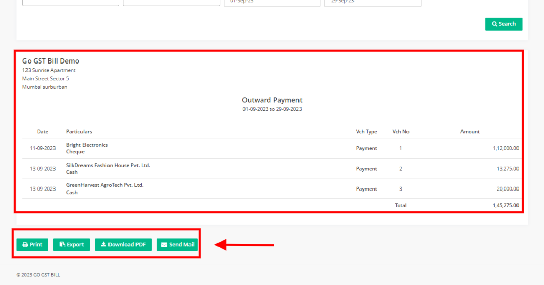How to create Outward Payment Report - 100% Free GST Billing Software ...
