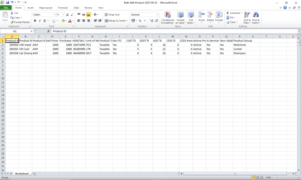 How to bulk edit product or service - 100% Free GST Billing Software ...
