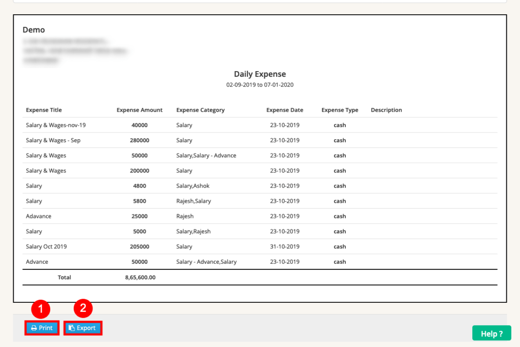 How to create Daily Expense Report - 100% Free GST Billing Software For ...