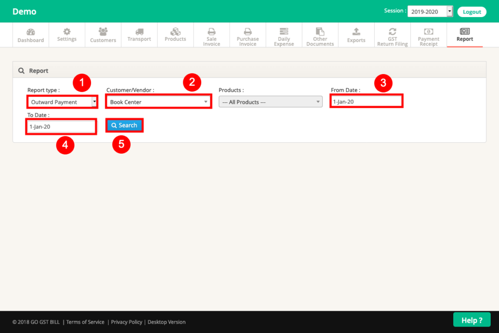 How to create Outward Payment Report. - 100% Free GST Billing Software ...