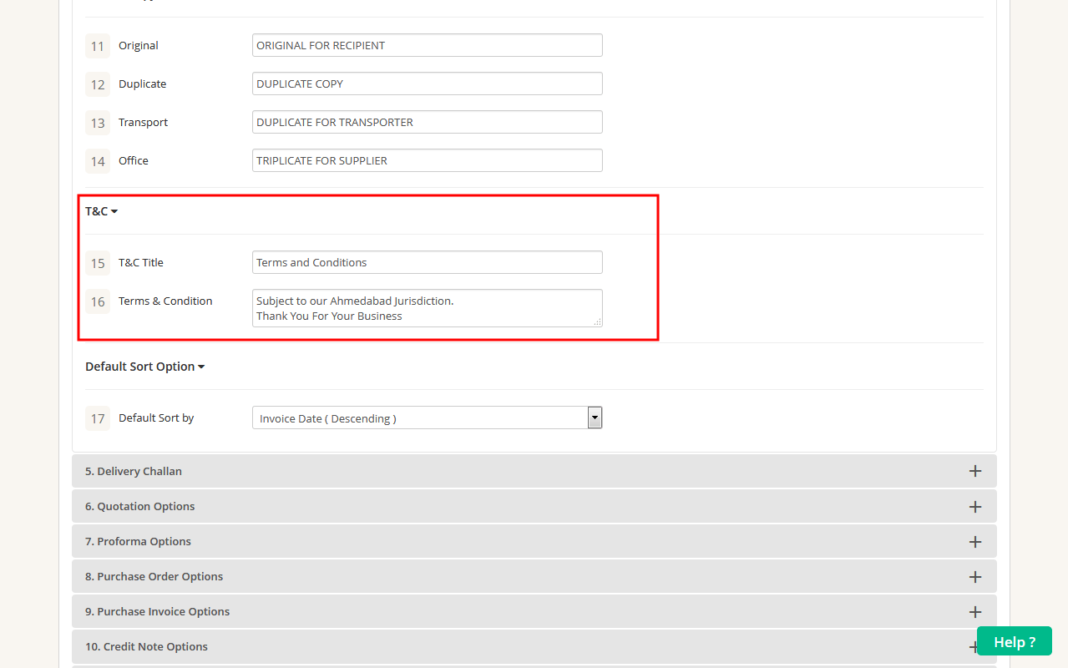 How to change terms & condition - 100% Free GST Billing Software For ...