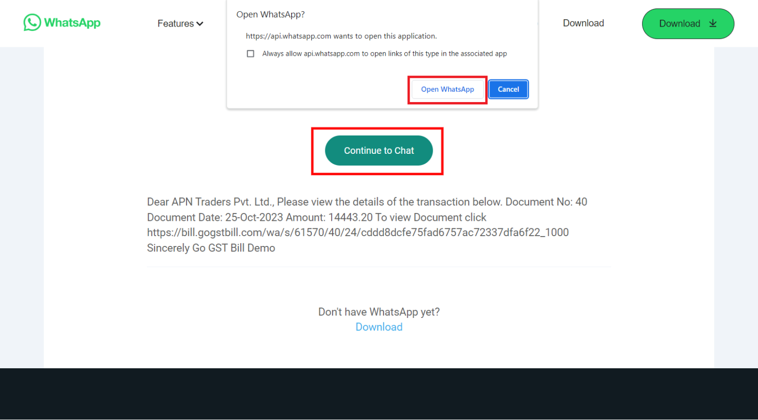 How to share invoice on Whatsapp - 100% Free GST Billing Software For ...