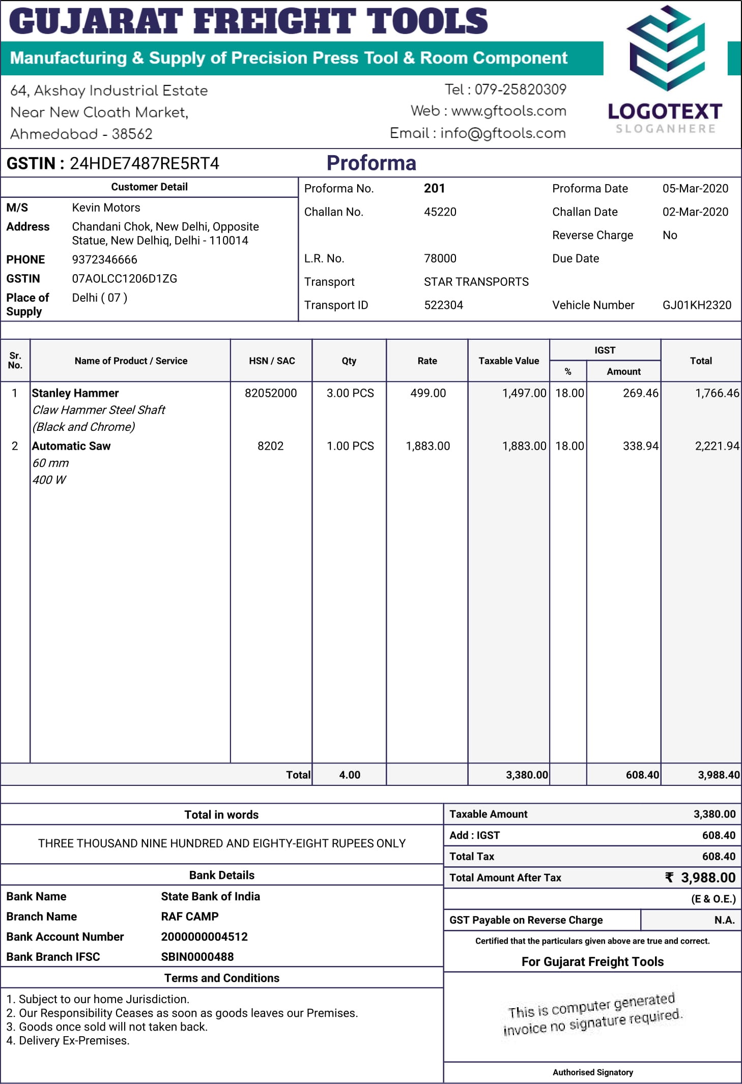 GST Proforma Invoice Format In India 100 Free GST Billing Software 