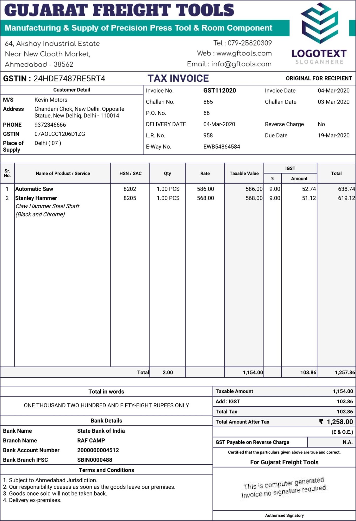 GST Invoice | GST Invoice Format | GST Bill Format