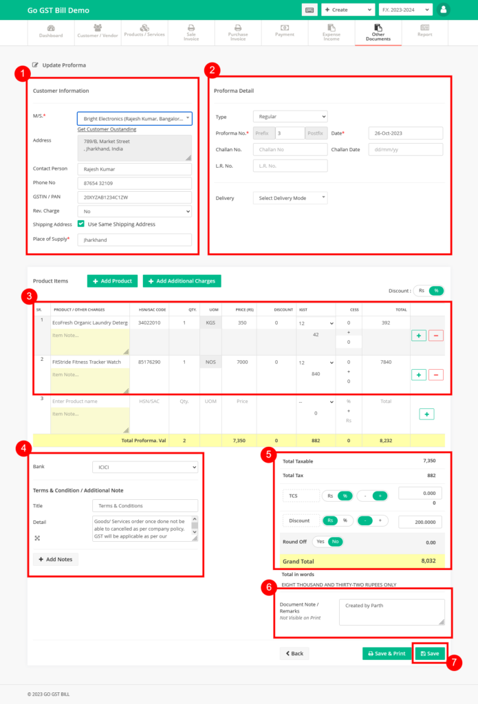 How to create proforma invoice - 100% Free GST Billing Software For ...
