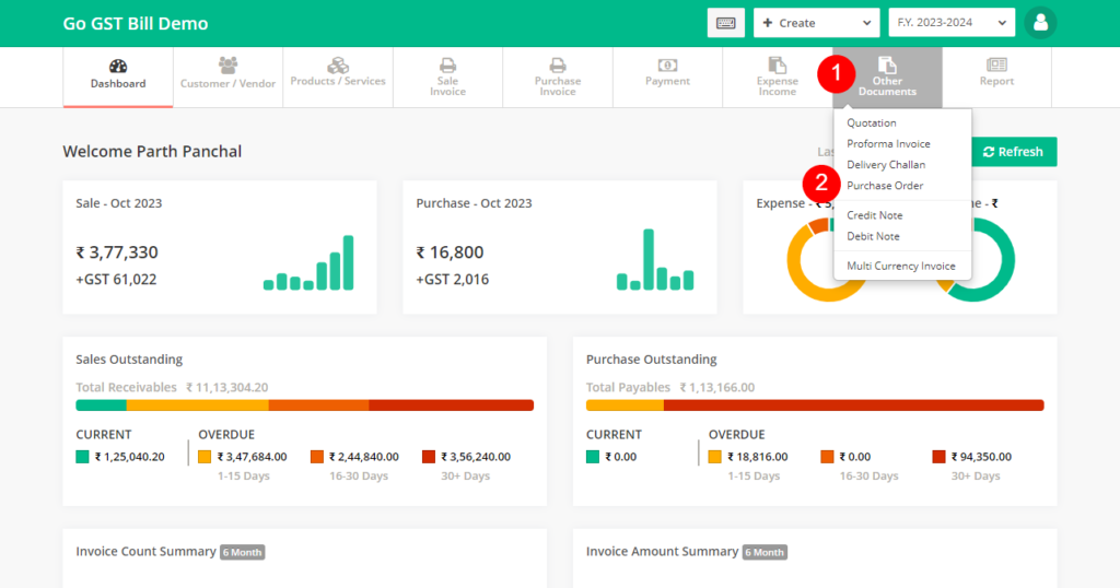 How to create purchase order - 100% Free GST Billing Software For Every ...