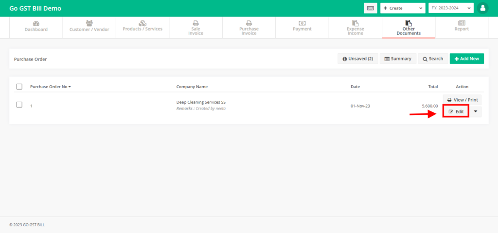How to Edit purchase order - 100% Free GST Billing Software For Every ...