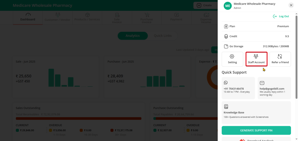 How to create staff account - 100% Free GST Billing Software For Every ...