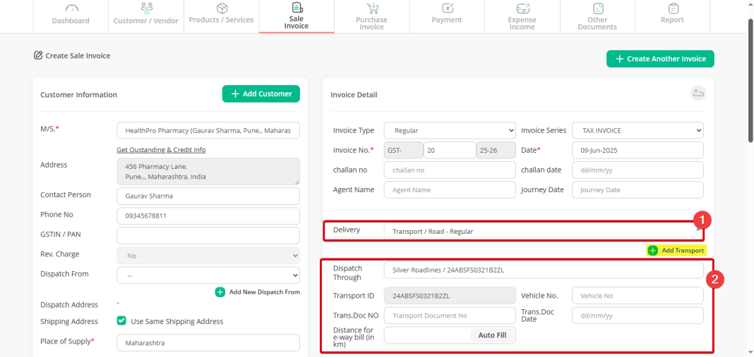 How to add/edit transport detail for E-way bill - 100% Free GST Billing Software For Every ...