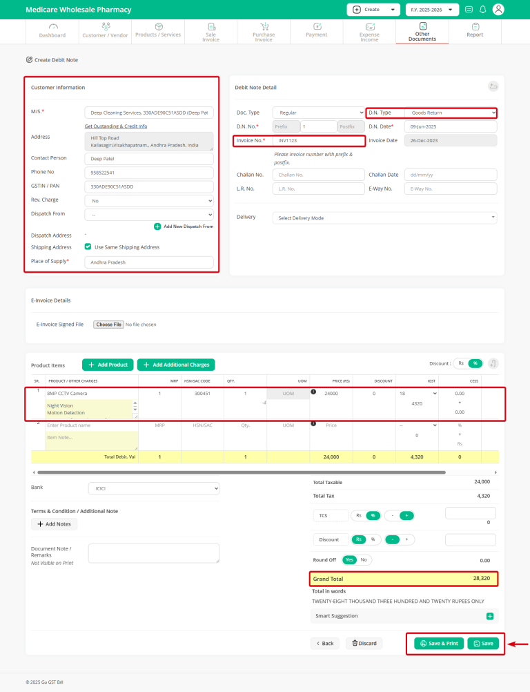 How to create debit note (Purchase Return) - 100% Free GST Billing ...