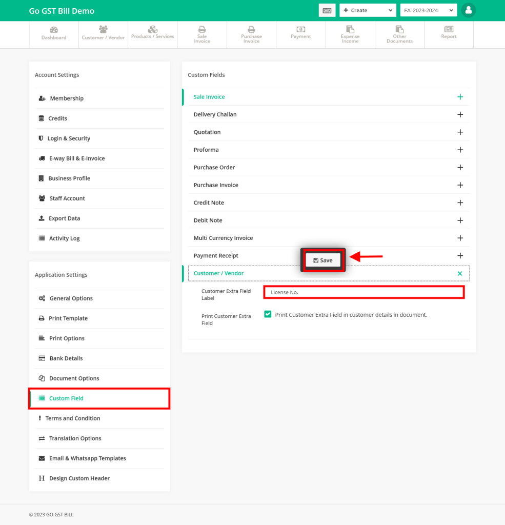 How to create custom field for customer/vendor - 100% Free GST Billing Software For Every Businesses