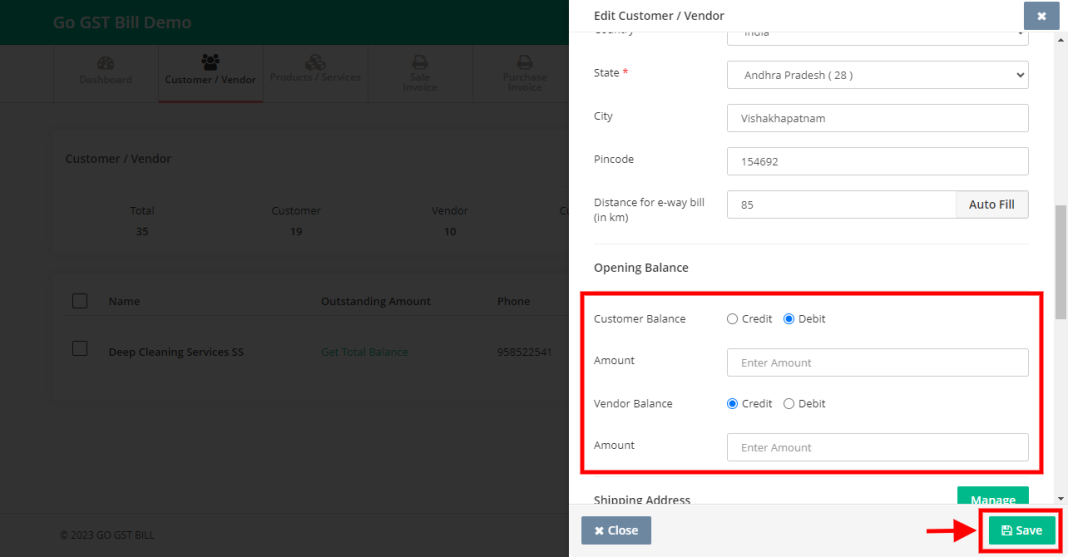 How to add opening balance for customer/vendor - 100% Free GST Billing ...