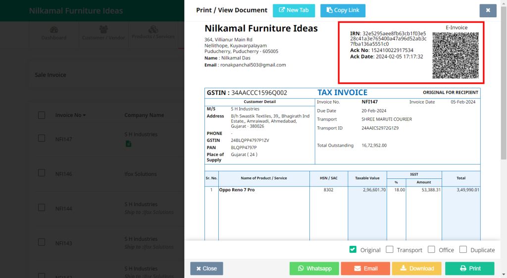 How to generate E-Invoice in 1 Click (Paid) - 100% Free GST Billing ...