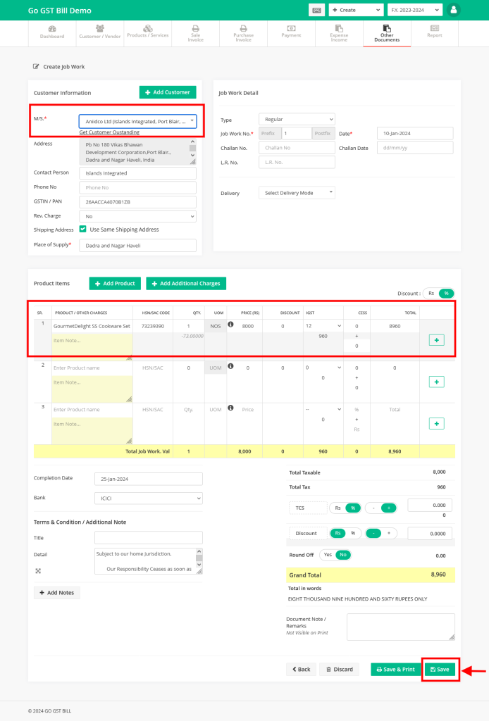 How to create a Job work - 100% Free GST Billing Software For Every ...