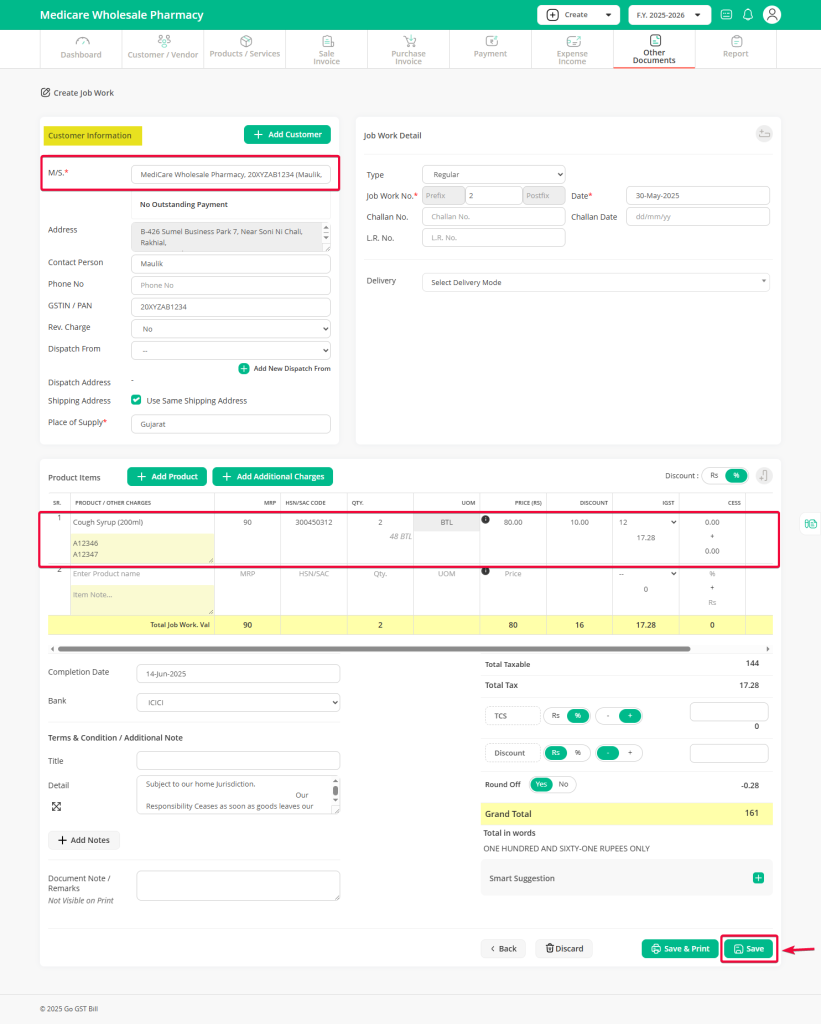 How to create a Job work - 100% Free GST Billing Software For Every ...