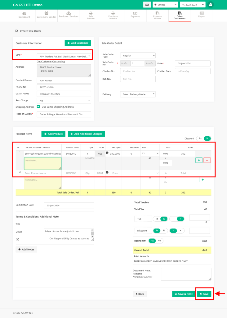How to create Sales Order - 100% Free GST Billing Software For Every ...