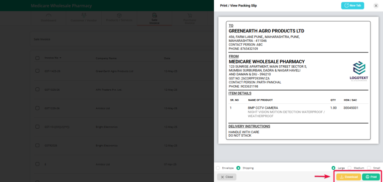 How to Print Shipping label - 100% Free GST Billing Software For Every ...