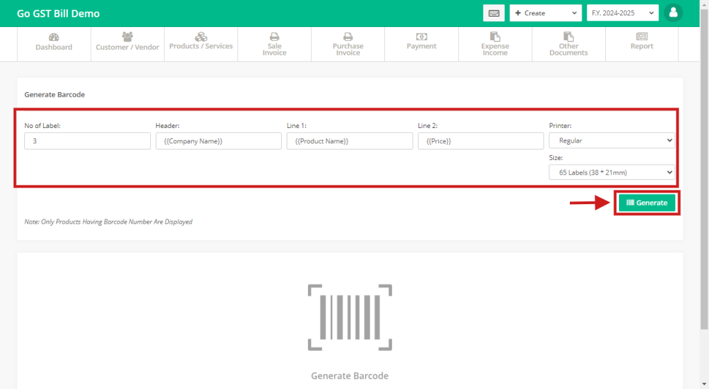 How to generate barcode - 100% Free GST Billing Software For Every ...