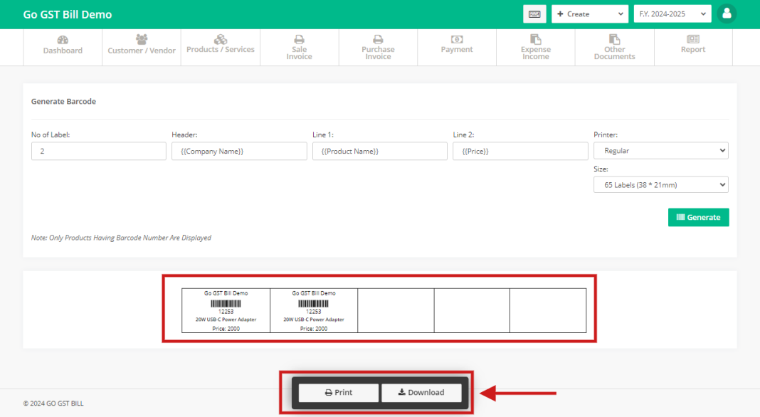 How to generate barcode - 100% Free GST Billing Software For Every ...