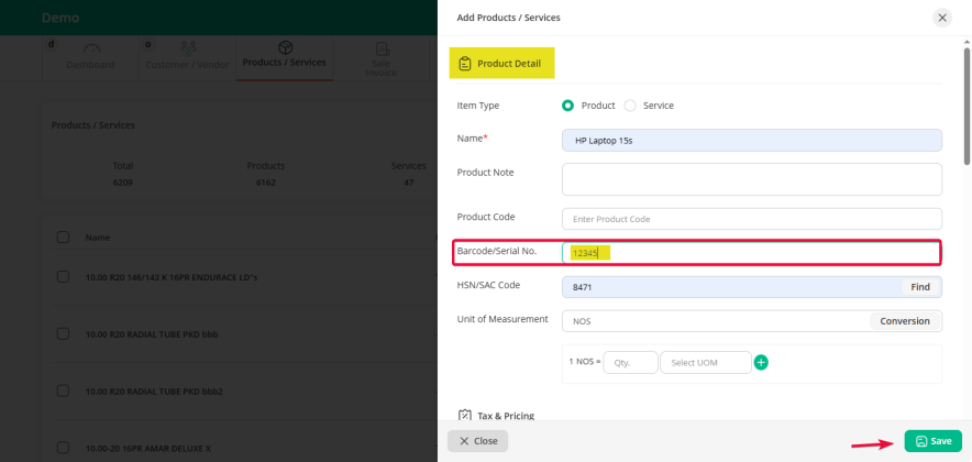 How to add barcode number - 100% Free GST Billing Software For Every ...