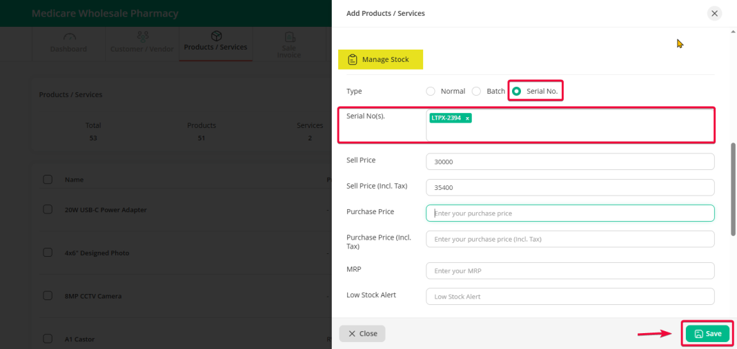 How to create product with serial number - 100% Free GST Billing ...