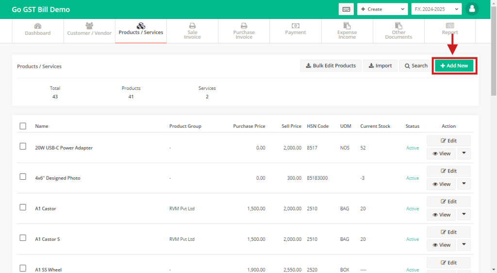 How to create product with batch options - 100% Free GST Billing ...