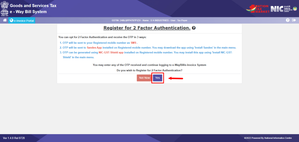 Set Up 2-Step Verification On The E-Way Bill and E-Invoice System