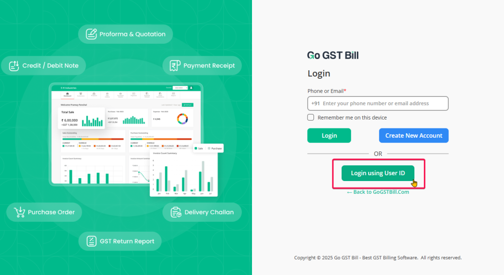 3 Ways to Login to Go GST Bill - 100% Free GST Billing Software For ...