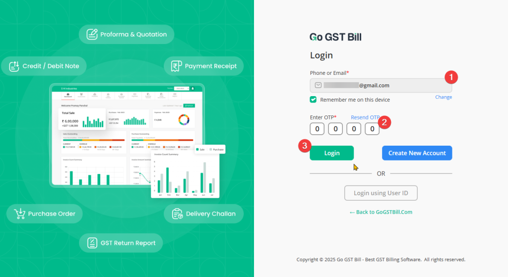 3 Ways to Login to Go GST Bill - 100% Free GST Billing Software For ...
